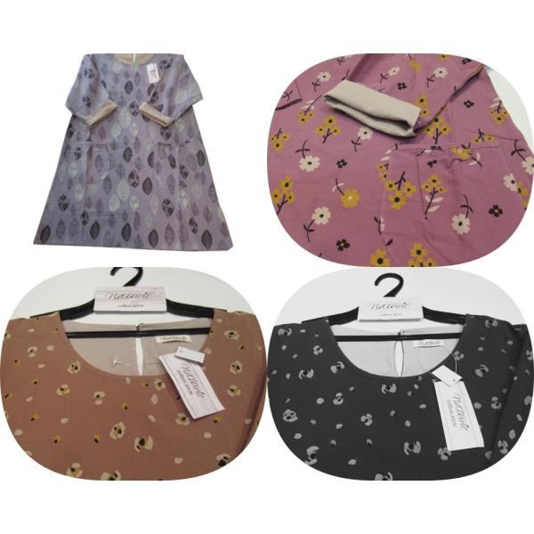 *・☆.。とてもお買い得品です。☆.。:・レディスファッション エプロンAラインチュニック花柄7分プルオーバー♪エプロン屋さんが作ったおしゃれ割烹着街中チュニックとして出歩いてもOKリラックス感のあるゆったり可愛いナチュラル普段着縦長シルエ...