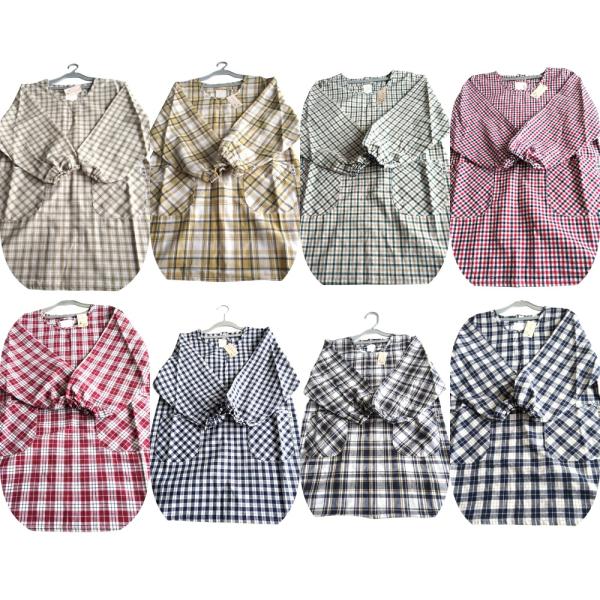 *・☆.。とてもお買い得品です。☆.。:・春夏モデル チェック柄ゆったりサイズ割烹着♪新品）タグ付き品番：34567-76930 ☆★☆自宅での家事用としてはもちろん、保育士さんや、幼稚園の先生、介護師さん、看護師さんなど職場でのワーキング...