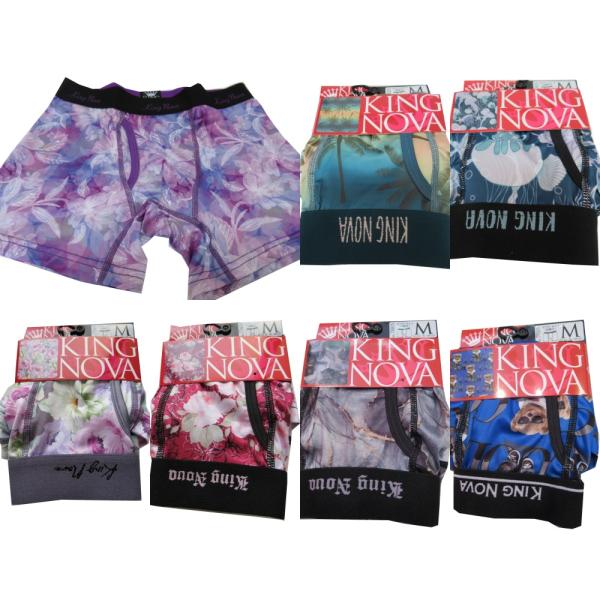 *・☆.。とてもお買い得品です。☆.。:・メンズファッション 下着メンズボクサーパンツ KING NOVA/キングノバ 新品）タグ付き 品番6720S※やや光沢を帯びた生地で、プリントが鮮やかに映えます。汗をかいてもすぐに乾くドライな速乾性...