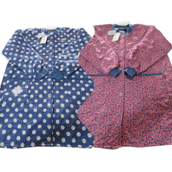 レディースファッション エプロン Big mama（ビッグママ）秋冬モデル Aラインロング丈総裏起毛キルト前開き割烹着 スモック♪前見頃ボタン18mm5個暖ったかエプロン 左右ポケット有り。新品）タグ付きNO：BM4350☆★☆自宅での家事...