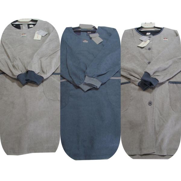 レディースファッション エプロン Big mama（ビッグママ）秋冬モデル Aラインロング丈裏地起毛付き割烹着♪暖ったかエプロン 左右ポケット有り。新品）タグ付きNO：BM4370（後開きタイプ ボタン18mm3個）新品）タグ付きNO：BM...