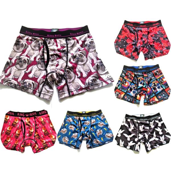*・☆.。とてもお買い得品です。☆.。:・メンズファッション 下着メンズボクサーパンツ KING NOVA/キングノバ 新品）タグ付き 品番6720S※やや光沢を帯びた生地で、プリントが鮮やかに映えます。汗をかいてもすぐに乾くドライな速乾性...