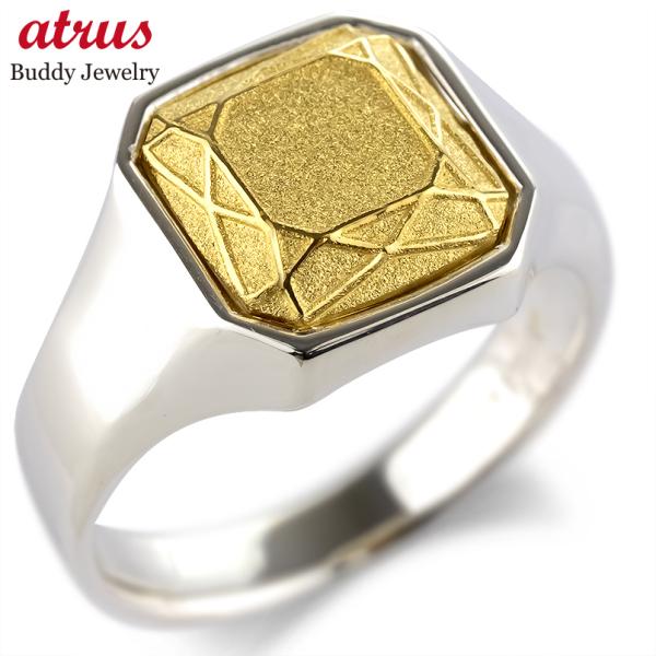 商品コード：240416401sk24e ・ひとつひとつ丁寧に手作り加工させて頂くため、発送は1ヶ月ほどです。(仕上がり次第発送)純金部分は宝石をカットしたような遊び心のあるシグネットリング男性にも女性にもつけやすく贅沢な地金の輝きが高級感...