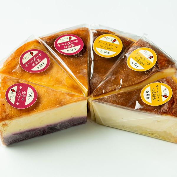 焼きに徹底的に拘ったおいものチーズケーキセット。【内容】・紫芋のチーズケーキ　　３個・安納芋のチーズケーキ　３個【詳細】《原材料》さつまいも(鹿児島県産)、クリームチーズ生クリーム、牛乳、砂糖、卵、米粉、レモン《保存方法》要冷蔵10℃以下で...