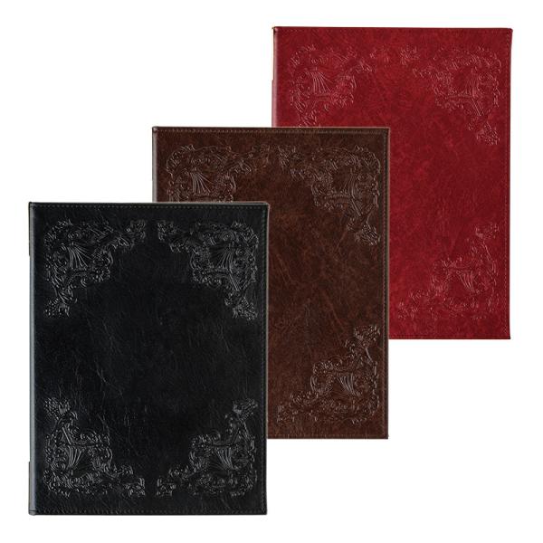 業態を問わず、様々なお店にマッチする、スタンダードなメニューブックです。[サイズ]235x315mm用紙サイズ A4(210x297mm)[色]黒・茶・赤[素材]ポリ塩化ビニルレザー[付属品]　※1冊につき・専用中ビニール1枚(4ページ分)...