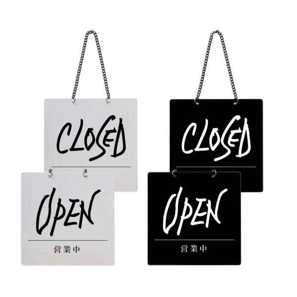 [サイズ]W200xH200x1.2mm[色]シルバー・ブラック[素材]アルミ[サイン]表:OPEN　裏:CLOSED
