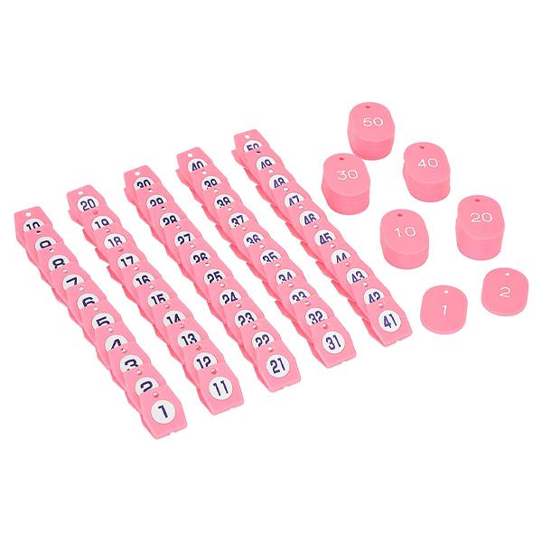 [サイズ]札:W40xH60mmクリップ:W35xH40mm[素材]スチロール樹脂※札1〜50連番+クリップ1〜50連番※紐等は付属いたしません。[関連商品](別売)・クロークチケット用紐　50本セット　22409