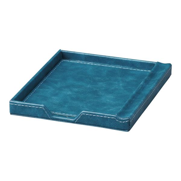 おしゃれなホテル客室用品で、お客様をやさしくおもてなししませんか?[サイズ]W148×D170×H18mm(内寸W125×D162×H10mm)[色]ブルー[素材]合皮※メモ用紙・ボールペンは付属しておりません。