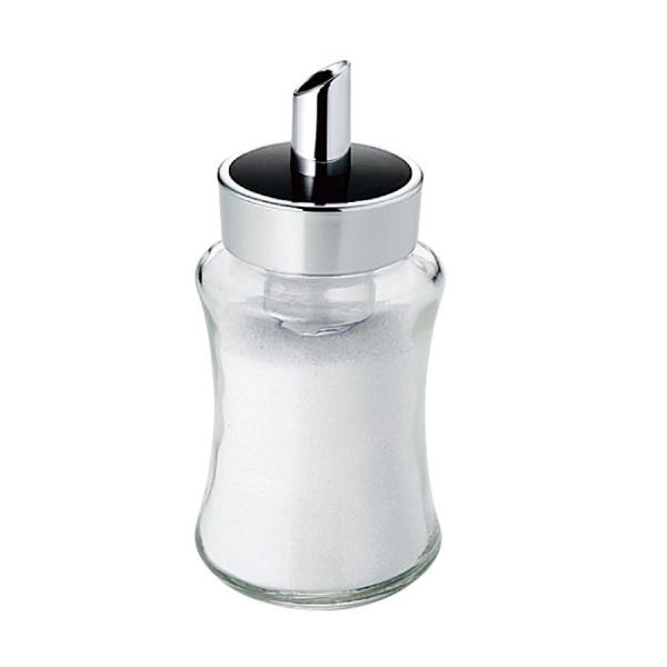 シュガージャー スリム 　SALUS(セイラス)　4521540215557　調味料入れ　キッチン雑貨シンプル&amp;スタンダードな調味料入れです。[サイズ]70x70x152mm[素材]ガラス・ABSクロムメッキ・ゴム
