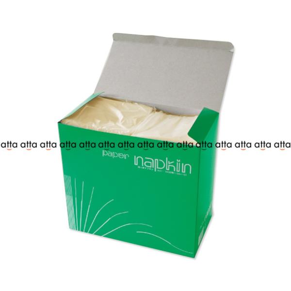 伊藤園の製造工程で排出されるお茶殻を使った「茶殻リサイクルシステム」により誕生した茶殻入り紙製品です。【このナプキンは、茶殻を再利用しています。】という文面が印字されております。[サイズ]製品サイズ:約125×125mm展開サイズ:約250...