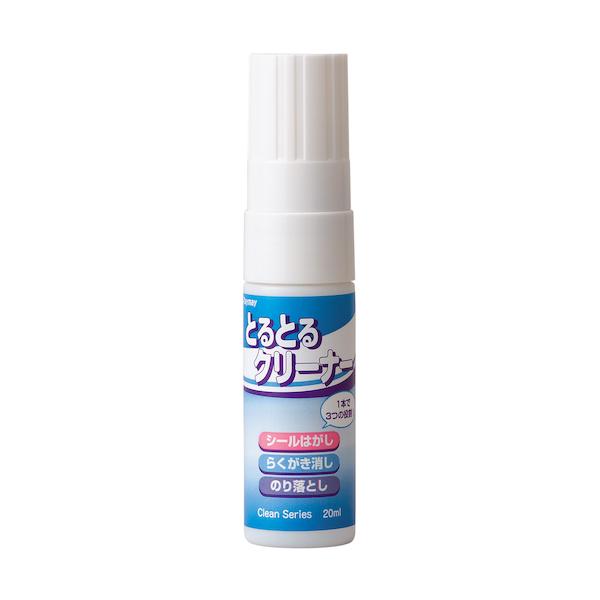 シールはがし、らくがき消し、のり落としと1本で3役のクリーナーです。仕様・規格 成分　ブチルカルビトール容量(ml)：20タイプ：ペン高さ(mm)：122幅(mm)：26材質 容器：PE、キャップ・先栓：PP質量・質量単位 36ｇ