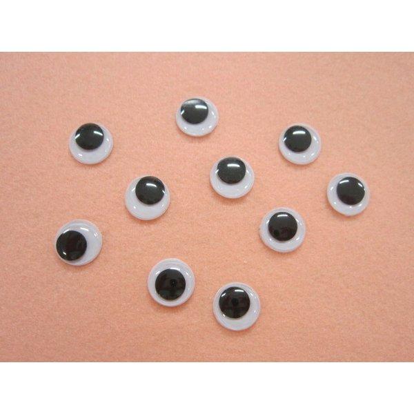 動眼が10個入った少量パックです。貼り付けタイプになっています。粘着なしなので接着剤で取り付けてください。☆丸型黒目15mm動眼（平目）☆10個入り