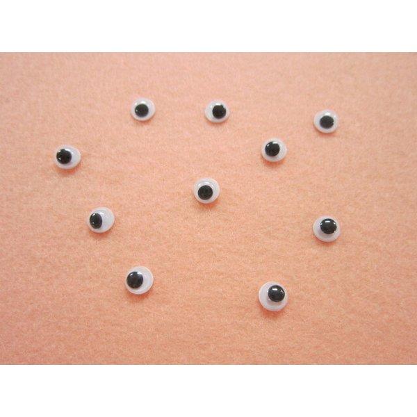 動眼が10個入った少量パックです。貼り付けタイプになっています。粘着なしなので接着剤で取り付けてください。☆丸型黒目6mm動眼（平目）☆10個入り