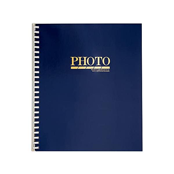 カラー：紺サイズ：四つ切スタイル：フリー本体寸法:タテ325xヨコ285x背巾18mm本体重量(スリップケース込):800gポリプロピレン貼ボード表紙、25穴スチール製綴具台紙:四つ切セミサイズ・ライトフリー台紙(方眼入)15枚、貼付有効サ...