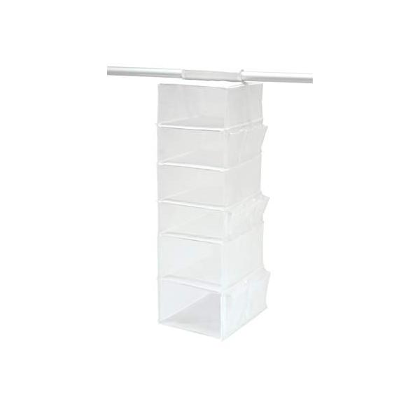 カラー：ホワイトサイズ：吊るして6段収納 衣類・小物用スタイル：単品本体サイズ:約80×23×30cm(取付部分含まず)素材・材質:ポリプロピレン、芯板:紙原産国:ベトナム収納のめやすセーター・トレーナーなら:6~12枚