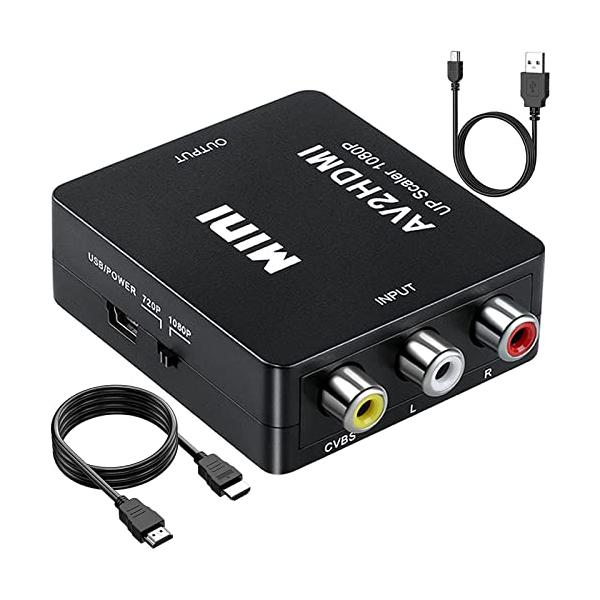カラー：ブラックスタイル：RCAアダプター+hdmiケーブル【RCA to HDMI 変換コンバーター 】 ●アナログRCAコンポジット（赤、白、黄）入力をHDMI 720P/1080P（60HZ）出力に変換し、HDTV/モニターに表示しま...
