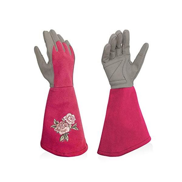 カラー：ローズサイズ：XLデザイン性と機能性の優れたガーデニンググローブです。軍手のように泥が浸みることなく、ゴム手袋のように蒸れる不快 感もありません。指先と手のひらの部分に合成革が補強され、バラなどの刺や枝の切り口から手を守ってくれます...
