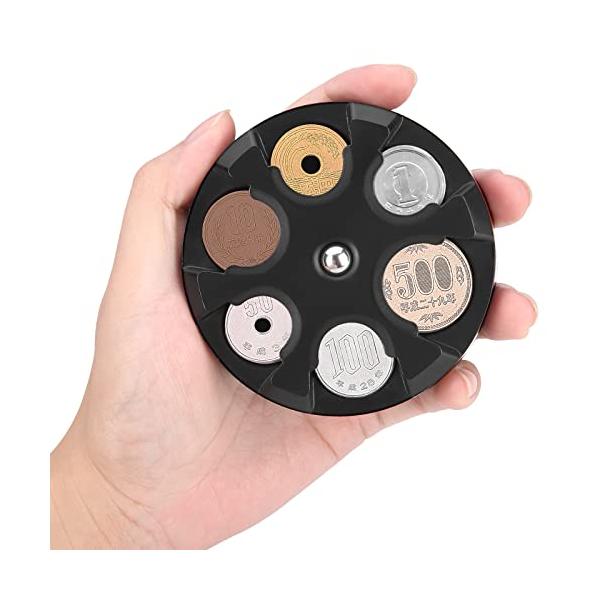 カラー：ブラックサイズ：9*9*3 CM【互換性の高い大容量ケース】散らばっている小銭を素早く整理することが可能な収納グッズです。29枚大容量により、2830円分の硬貨を収納する事が出来ます。500、10、5円の台座は100円／50円の台座...