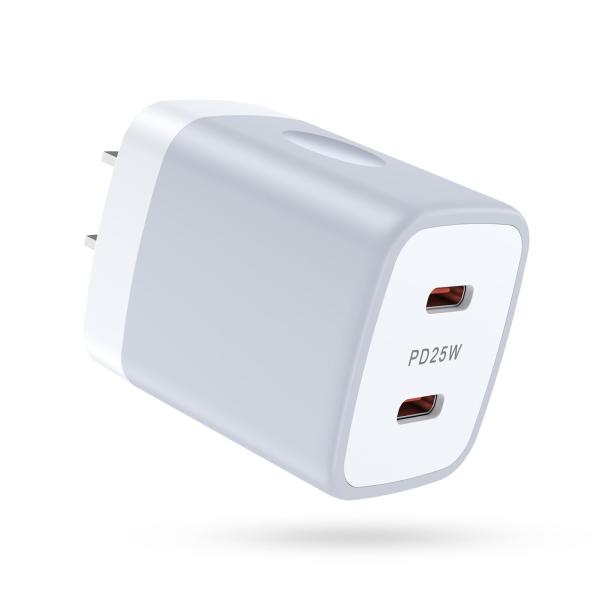 カラー：Silver 25w・【25W USB-C 2ポート搭載】USB Power Deliveryに準拠したUSB Type-C（USB-C）を2個搭載しているので、スマホやi PhoneなどのUSB充電機器に対して2台同時に充電が可能...