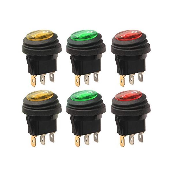 カラー：E282-6個サイズ：6個パッケージに含まれるもの：2個の赤色LED丸型ロッカースイッチ+ 2個の黄色LED丸型ロッカースイッチ+ 2個の緑色LED丸型ロッカースイッチ。 安定した明るさ、発熱しない評価される電圧および流れ：12V-...
