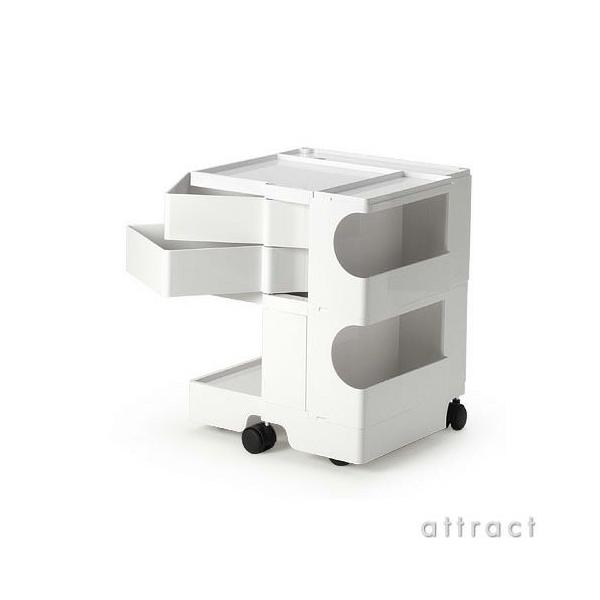 サイズ：W43×H52.5×D42cmカラー：ホワイト素材：【本体】ABS樹脂、【キャスター】ポリプロピレン重量：8kg天板部耐荷重：50kgトレイ：2個（深さ7cm）製造：イタリアデザイナー：Joe Colombo（ジョエ・コロンボ）ブラ...