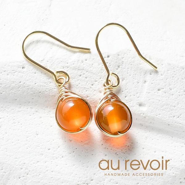 【送料無料】クリックポスト　（補償なし）【有料】ヤマト運輸、宅急便　（補償あり）※ご入金確認後、翌日発送となります。複数件商品をご注文の場合、商品をまとめて発送させて頂きます。カーネリアンをワイヤー包み込んだ上品なピアスです。シンプルながら...