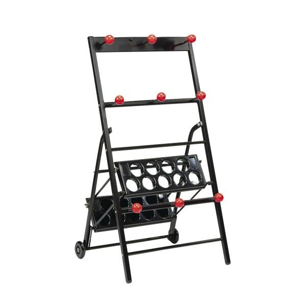 29000素材：鉄＋ABS樹脂（バット入れ部）＋PP（赤球）幅：65×奥行：62.5×高さ：124cm（収納時/幅：65×奥行：35×高さ：124cm）重量：約12kg/キャスター：φ100mm●バット9本、ヘルメット9個掛け