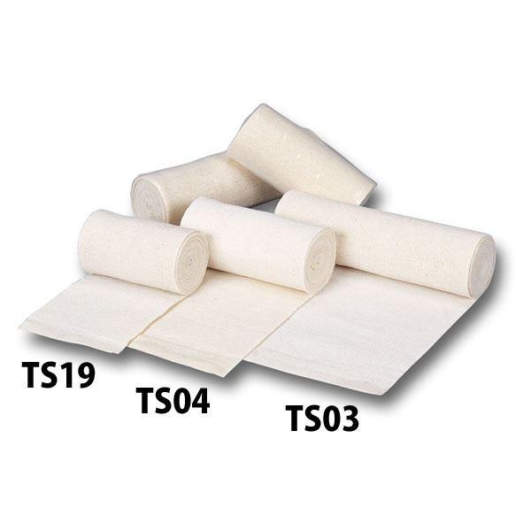 550面ファスナーが付いたバンデージ(弾性包帯)。面ファスナーの採用により簡単かつ安全に端を止められる。用途や部位に合わせて3サイズから選択可能。サイズ：10cm×3m(伸長時)