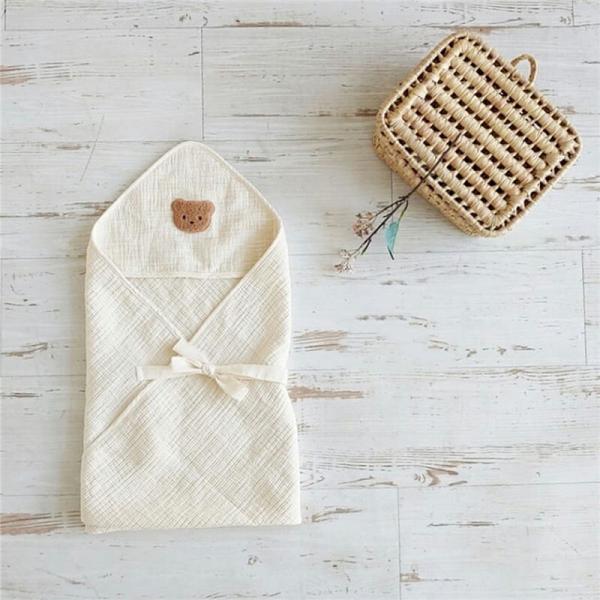 安心コットンの可愛いおくるみ クマ シンプル おくるみ ベビーブランケット 綿 赤ちゃん毛布 お昼寝 保温 かわいい ひざ掛け オールシーズン 布団 軽い 軽量 男の子 女の子 ベビー 赤ちゃん 母の日 プレゼント 出産祝い　chuzakk...