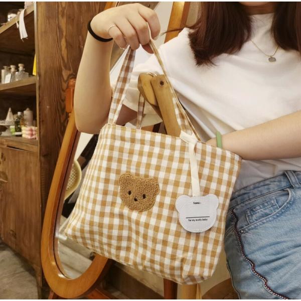 ミニキルトバッグ ポーチ マザーズバッグ オムツポーチ チェック柄 おむつぽーち ハンドバッグ 赤ちゃん エコバッグ 収納 おむつ入れ くま 刺繍 キルト  コットン 男の子 女の子 ベビー 赤ちゃん  プレゼント 出産祝い かわいい 人気...