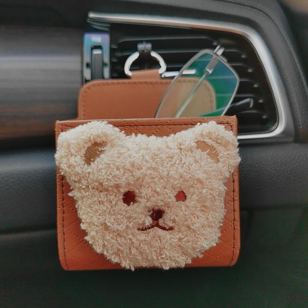 車用 クマ 小物入れ 収納ポケット スマホホルダー エアコン 吹き出し口 アイデア車載ホルダー スマホポーチ 小物入れ  カード収納 隙間収納 収納用品 多機能 車内収納 ポケット 車用品 カーアクセサリー 収納ボックス 運転席 助手席 収...