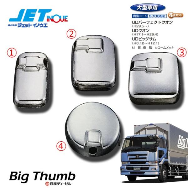 品番 570692ジェットイノウエ JETINOUE ジェット井上 トラックパーツ トラック ダンプ ミラー ミラーカバー メッキカバー メッキミラーカバー UDトラックス 日産ディーゼル UD クオン QUON