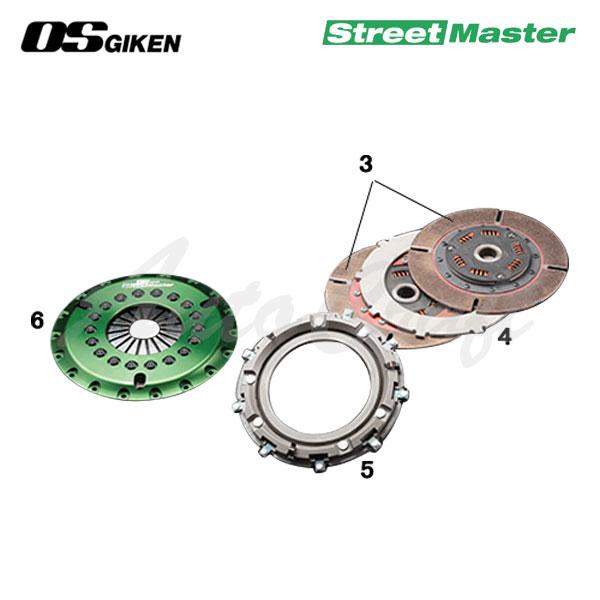 メーカー名：OS GIKEN オーエス技研シリーズ：ストリートマスタータイプ：ツインメタルハード商品内容：(3)ダンパー付ディスク×2枚(4)センタープレート(5)プレッシャープレート(6)クラッチカバー(7)カバーボルト×18本材質：メタ...