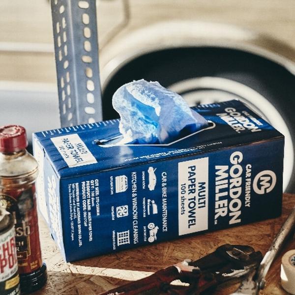 ■置いておくだけでカッコいいBOXデザインの、万能ペーパータオル100枚入り。■吸水性、吸油性に優れているため、車やバイク、自転車のメンテナンス、家庭のキッチンや窓ガラスの汚れ落とし、アウトドアなど様々なシーンで活躍。■たっぷり使えるうれし...