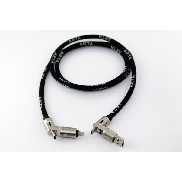 ■材質・端子：亜鉛合金・ケーブル：ナイロン/PVC/銅■サイズ：約6×1000mm■許容電力・Type-AからLightning：12W(データ通信対応)・Type-AからType-C：12W(データ通信対応)・Type-CからLightn...