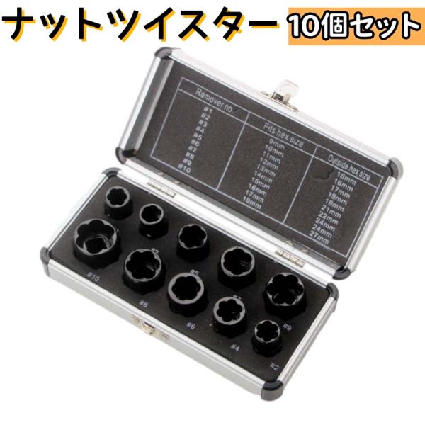 【発売日：2025年01月29日】☆固着したボルトナットの取り外し用ナットツイスター10個セットです。☆様々な種類のレンチ、プライヤー、損傷した/剥がれた/錆びた/なめた/硬い/潰れたまたは塗装された留め具 (ネジ/ナット/ボルト) を取り...