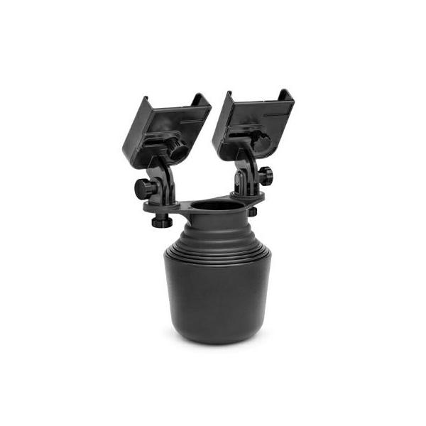 WeatherTechのCupFone Duo スマホホルダーはほぼ全てのメーカー／車種／グレードのカップホルダーにフィットする、ドライバーとフロントパッセンジャー夫々専用のホルダーを備えた、画面の角度、向き共にアジャスタブルなハンズフリー...