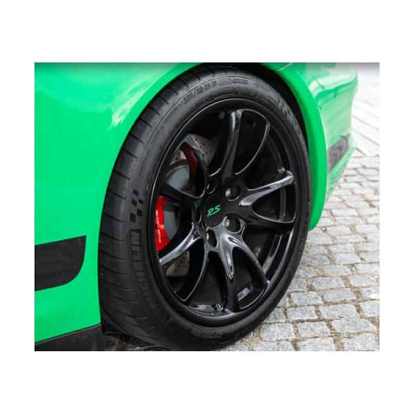 ポルシェ純正 997(911) GT3 RS用 "RS"ロゴ ブラック ホイール キャップです。・ポルシェ純正パーツ・カラー：ブラック(本体)／グリーン(ロゴ)・"RS" ロゴ・単品販売＊画像はイメージです。