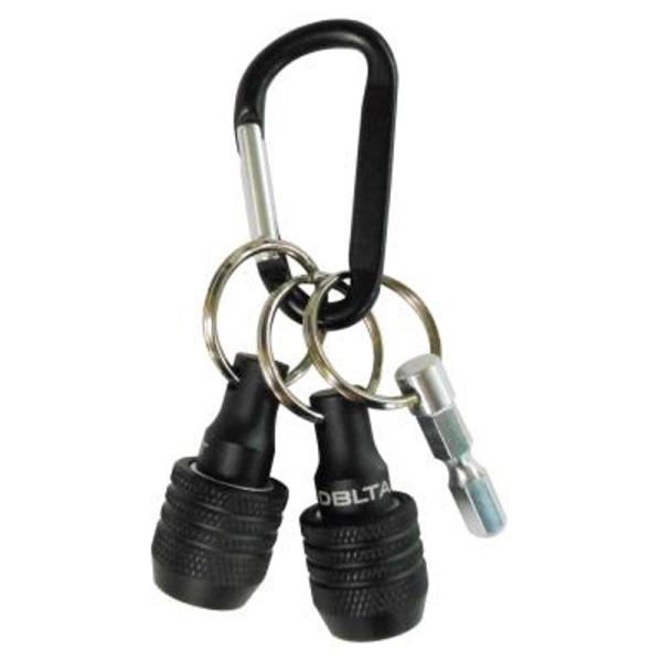 便利なキーアダプター＆カラビナ付！【特長】●6.35mm六角シャンクの各種先端工具の保持に！●持ちやすく操作性が上がる本体形状とローレット仕上げにより、手袋などを装着したままでもビットの着脱がしやすい！●アルミ軽量仕様！●差し込むだけでオー...