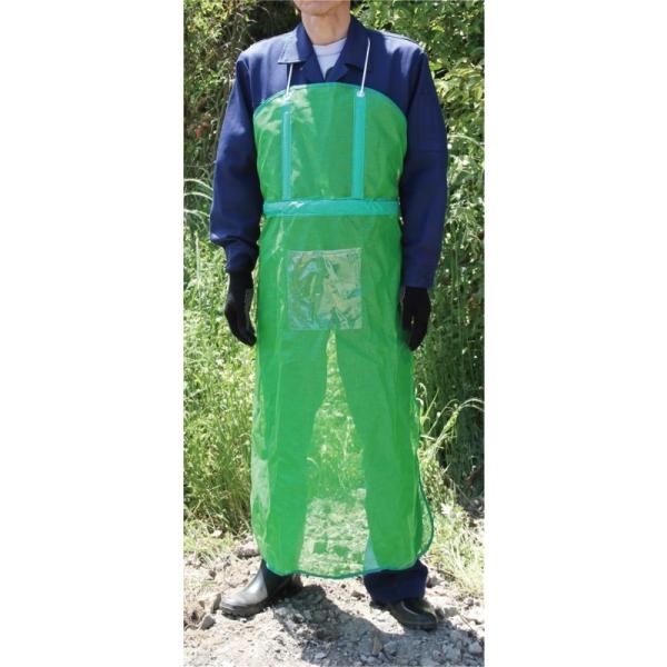 バネの力でワンタッチで 取り外しできる 簡単メッシュエプロン【特長】●通気性に優れた涼しいメッシュ素材採用●前面に便利な大型ポケット付●ハードな作業に最適な首掛け紐付き【用途】●刈払作業での汚れ防止に【仕様】●草刈作業専用●本体サイズ：約7...