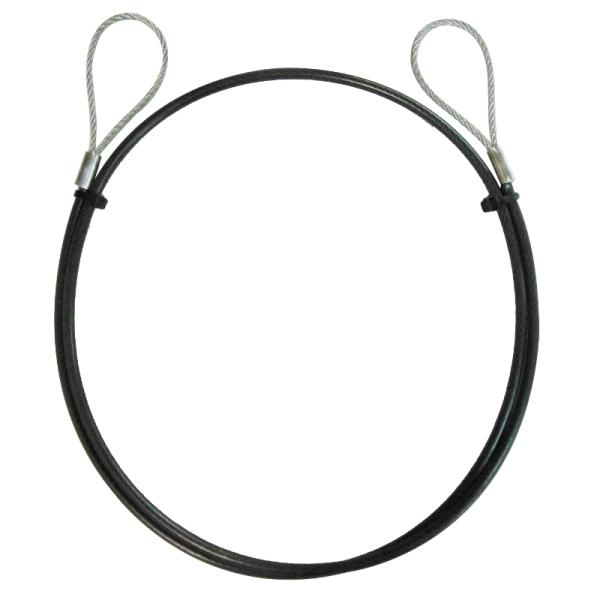 すぐに使える両アイ加工 幅広いジョイント金具に適応【仕様】●ワイヤー構造：7×7●アイ寸法：約50mm【材質】●ワイヤー:スチール商品名：trad PVC被覆メッキ付ワイヤーロープ(両端アイ加工)径2.4mm×1mJANコード：495445...