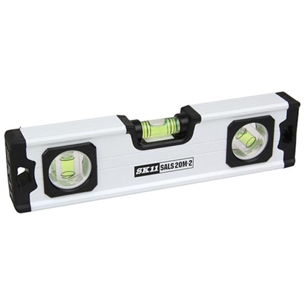 スリム形状、マグネット付アルミレベルです。■■■用途■■■水平、垂直・45度の測定。■■■機能・特徴■■■丈夫なアルミ合金製です。持ちやすいスリム形状です。■■■仕様■■■●サイズ：200mm。●精度：±1.5mm/1m。●感度：0.5mm...