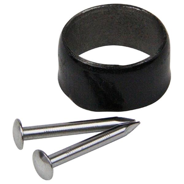 経済的な交換・補修用パーツです。■■■用途■■■交換用口金。■■■機能・特徴■■■鎌などに使用します。経済的な交換用パーツです。■■■仕様■■■●口金径(内寸)：22.5mm。●釘：径2.9mm/長29mm。