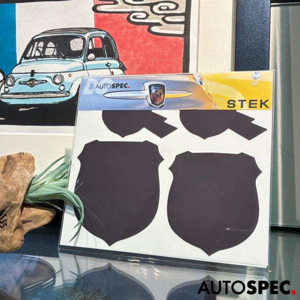 ABARTH　エンブレム　プロテクションフィルム　スモーク機能性・作業性・ファッション性を兼ね備えたパーフェクトなSTEK製プロテクションフィルムで作成しております。キズを自己修復でき、紫外線や汚れからも守りながら車両のドレスアップも可能。...