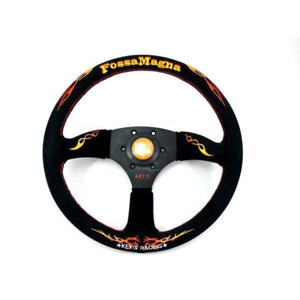 SW01085 FossaMagna DRIFT type SEMI DEEP MODEL D-1 345mm 黒スエード ステアリング ビーナス atc Japan ATC Japan 汎用 ステアリング STEERING /ステアリング