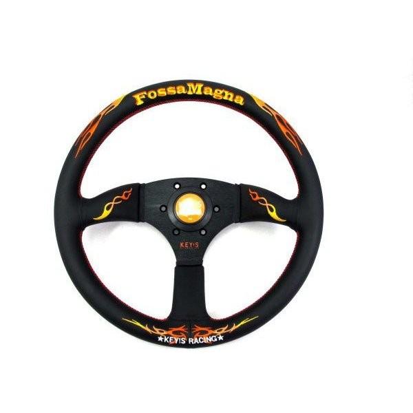 SW01086 FossaMagna DRIFT type SEMI DEEP MODEL D-1 345mm 黒革 ステアリング ビーナス atc Japan ATC Japan 汎用 ステアリング STEERING /ステアリング