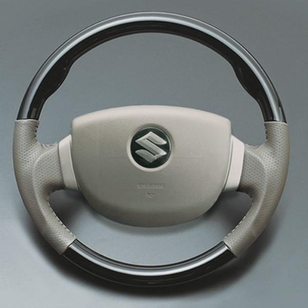 LS76 スクラム DG64V/DG64W (2005/8-2015/2) ハイグレード ステアリング ガングリップ ピアノブラック×ベージュレザー ステアリング フェガーリ FEGGARI DG64 スクラム scrum
