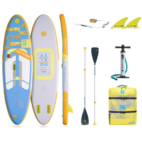 ■長さ：274cm■幅：71cm■厚み：12cm■容積：190L■重量：6.8kg■メーカー推奨体重：70kg以下■制限体重：90kgまで■最大圧力：15psi■セット内容：SUP本体、ポンプ、バッグ、フィン×2、パドル、リーシュコード※セ...