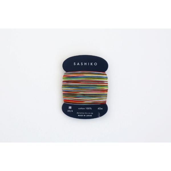 【横田】ダルマ　DARUMA刺し子糸〈細〉　8色カスリ品質：綿100%糸長：約40m・8色カスリ白い布地、色物の布地に映えるように色のバランスを考えた8色のカスリ染めが新しく加わりました。楽しく、カラフルな作品に仕上がります。細かな柄から大...