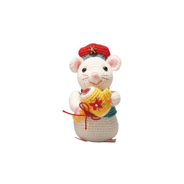 ★★★　あみぐるみキット　★★★【デザイン】福村弘美【出来上がり寸法】約 高さ14cm×幅8cm【キット内容】ミルキーキッズ/白（51）、赤（58）、黄（53）、ピンク（57）エタニティラメ/ターコイズ（6）25番刺しゅう糸/薄ピンク（10...